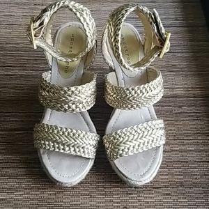 Apostrophe | Shoes | Apostrophe Gold Wedge Sandals | Poshmark